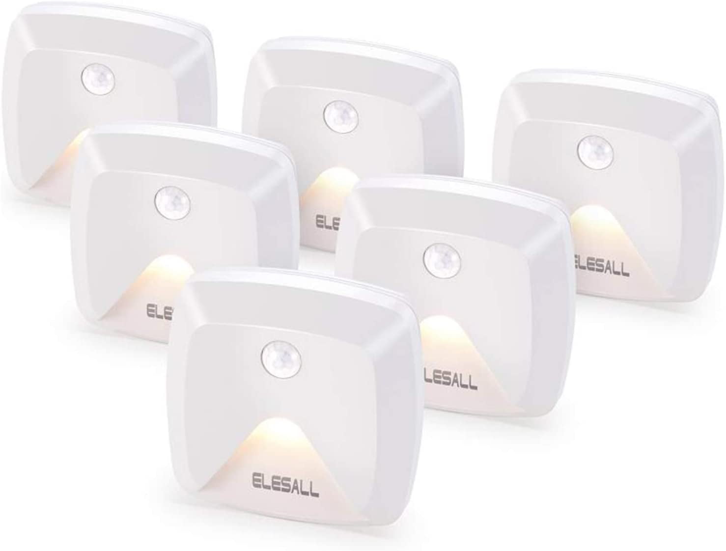 6-Pack Stick-on Motion Sensor Lights, Warm White LED Night Light, Stick ...