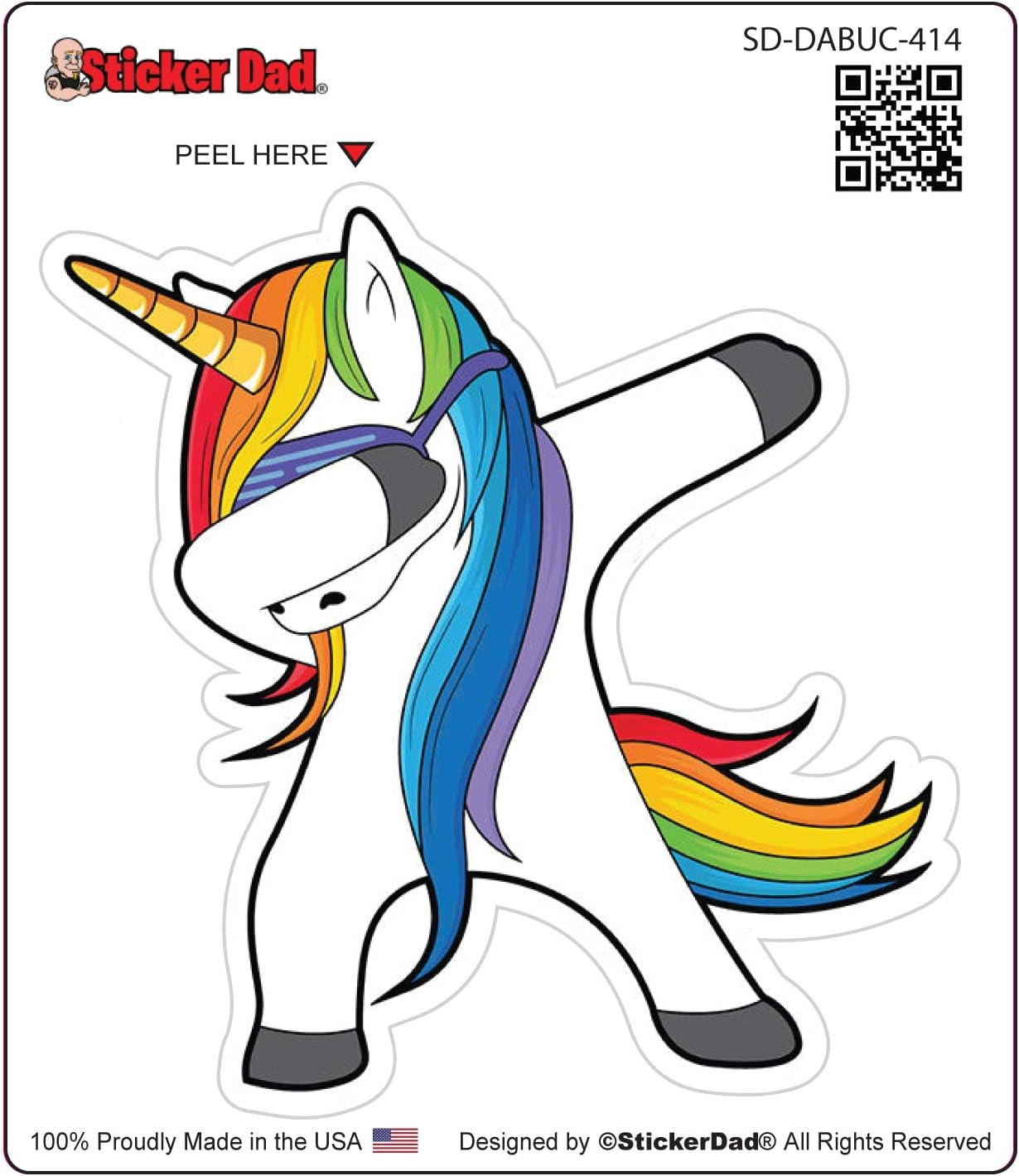 6 Pack - StickerDad® Dabbing Unicorn B414 Vinyl Decal Full Color ...