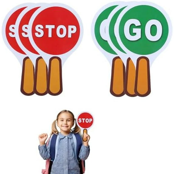 6 Pack Stop And Go Sign, Traffic Signs for Kids, Hand Held Stop Sign ...