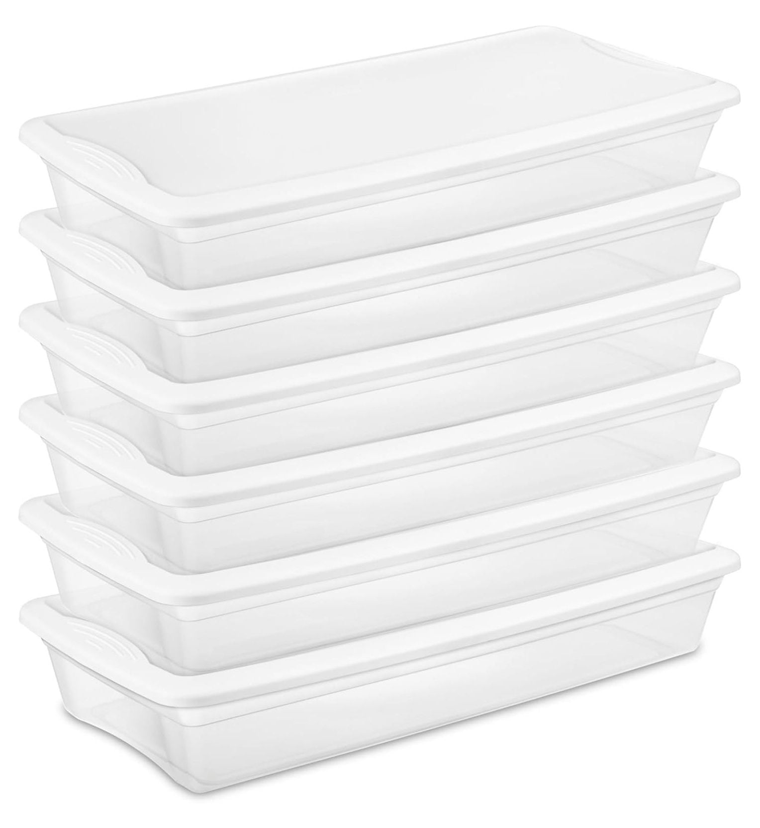 6-Pack Storage Box, Stackable Clear Plastic Bins with Snap-On Lids, 41 ...