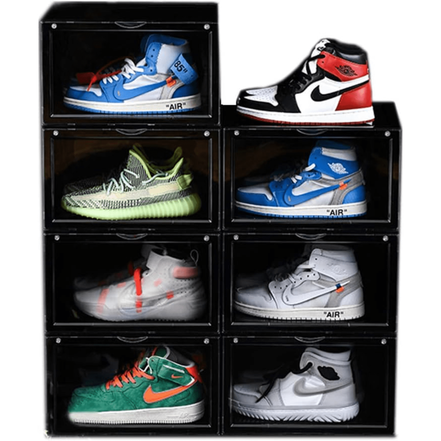 6 Pack Storage Shoes Box Clear Grey Shoes Boxes Sneaker Side Open Door ...