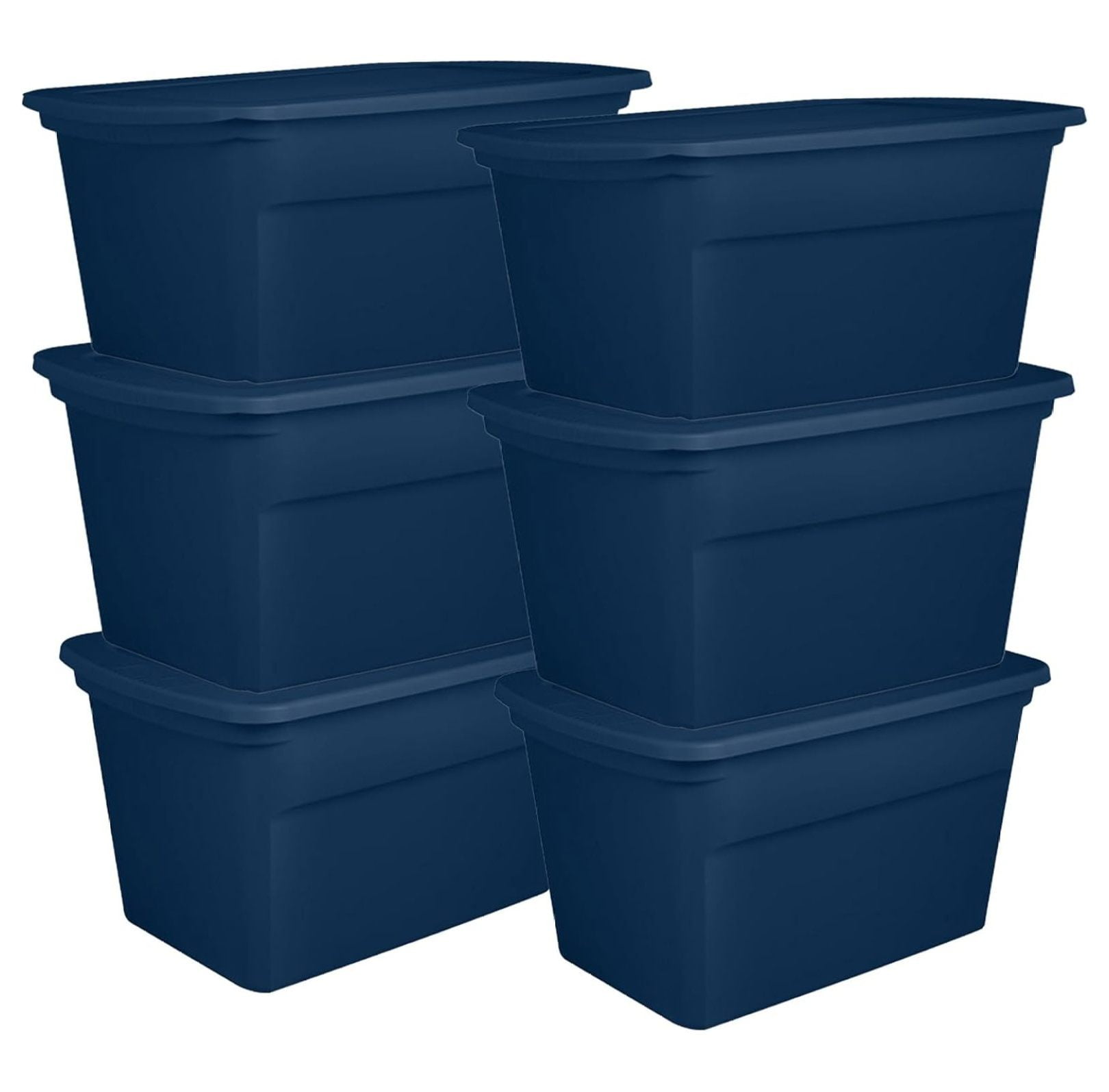 6-Pack Storage Totes with Lids, Large Heavy Duty Tote Bins, 30 Gallon ...