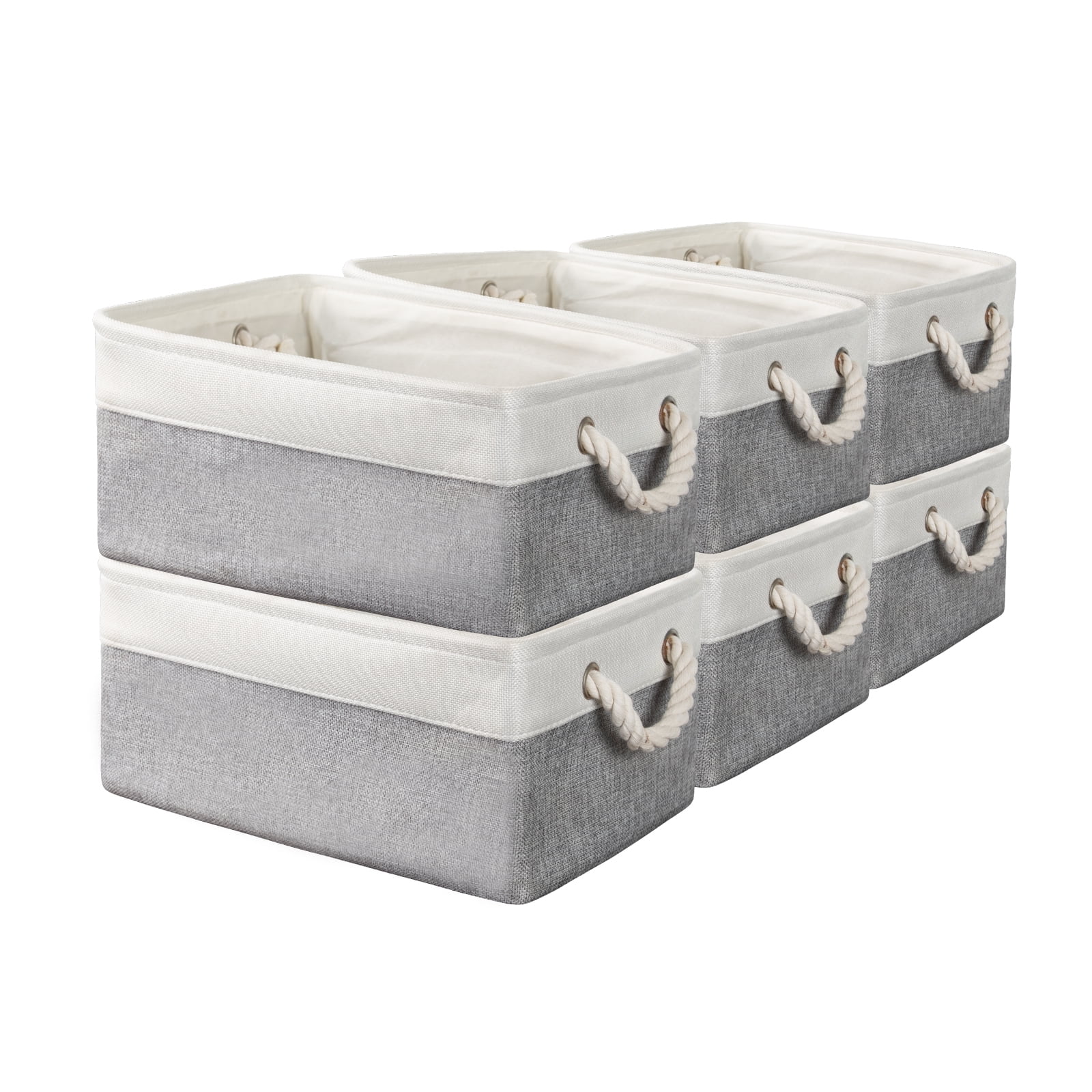 6 Pack Decorative Storage Baskets Fabric Bins With Handles For