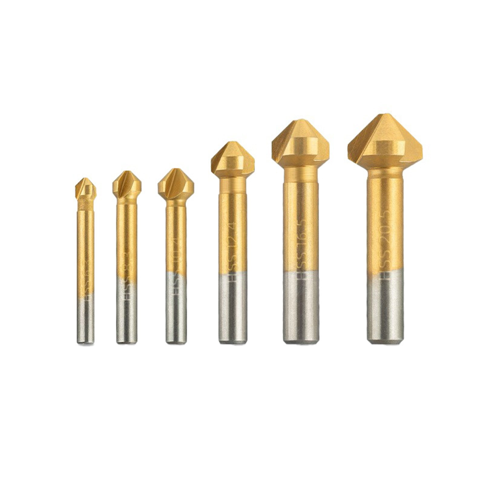 6 Pack Straight Shank Chamfering Countersink Drill Bit Set - Wood ...