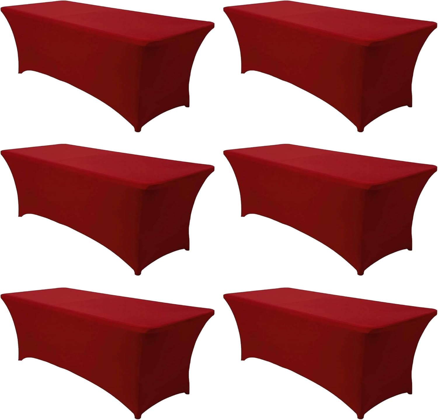 6 Pack Stretch Spandex Red Table Covers for 8 Foot Tables - 8 FT ...