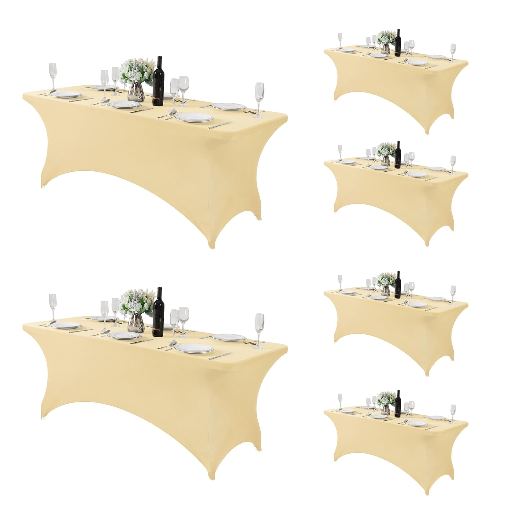 6 Pack Stretch Spandex Table Covers for 6FT Tables - Universal Fitted ...