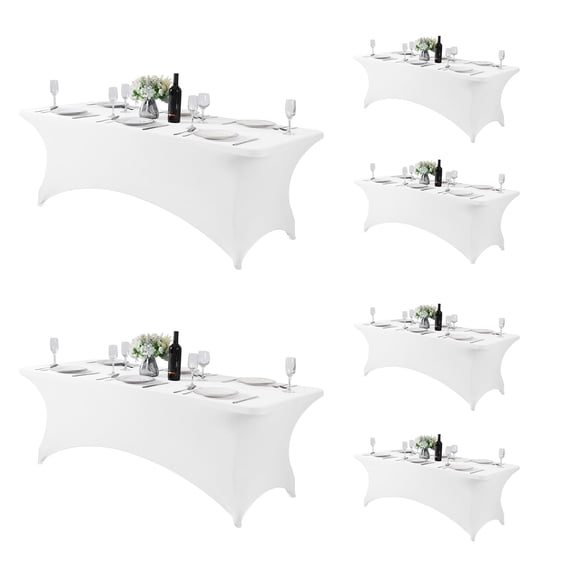 6 Pack Stretch Spandex Table Covers for 6FT Tables - Universal Fitted ...