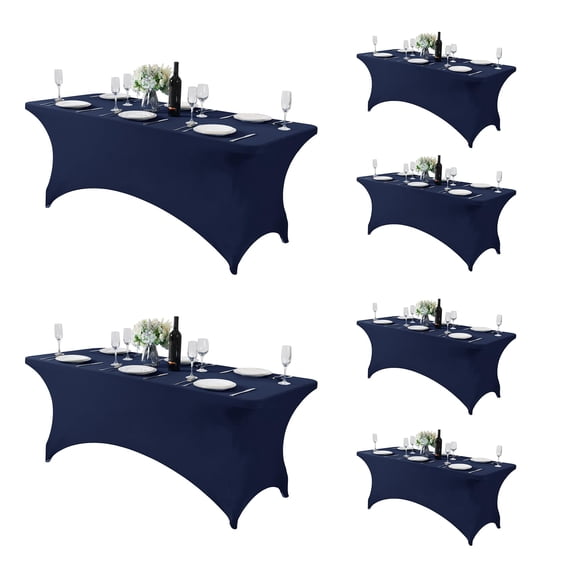 6 Pack Stretch Spandex Table Covers for 6FT Tables - Universal Fitted ...