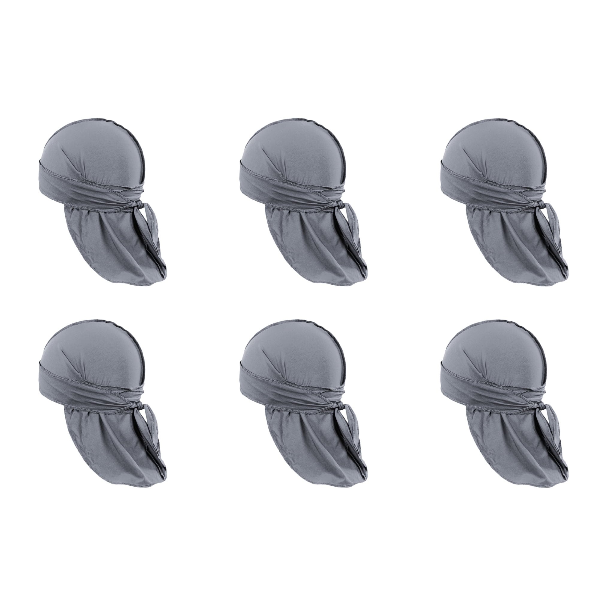6 Pack Stretchy Durags for Waves Compression and Style (Grey) - Walmart.com
