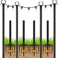 6 Pack String Light Poles,10 FT Metal Poles with Fork for Outdoor ...