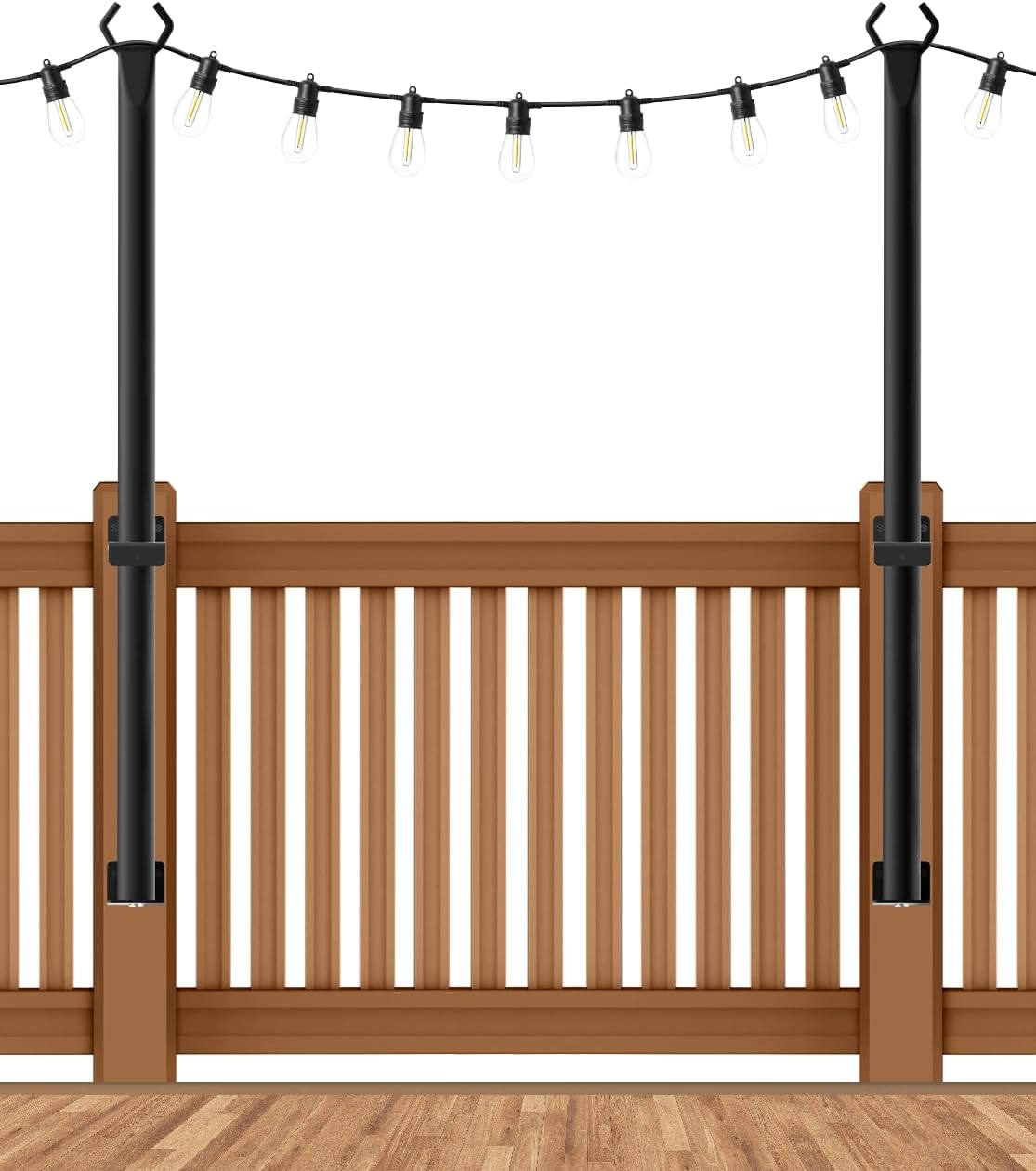 6 Pack String Light Poles, Outdoor String Light Pole 10 ft Forked Metal ...