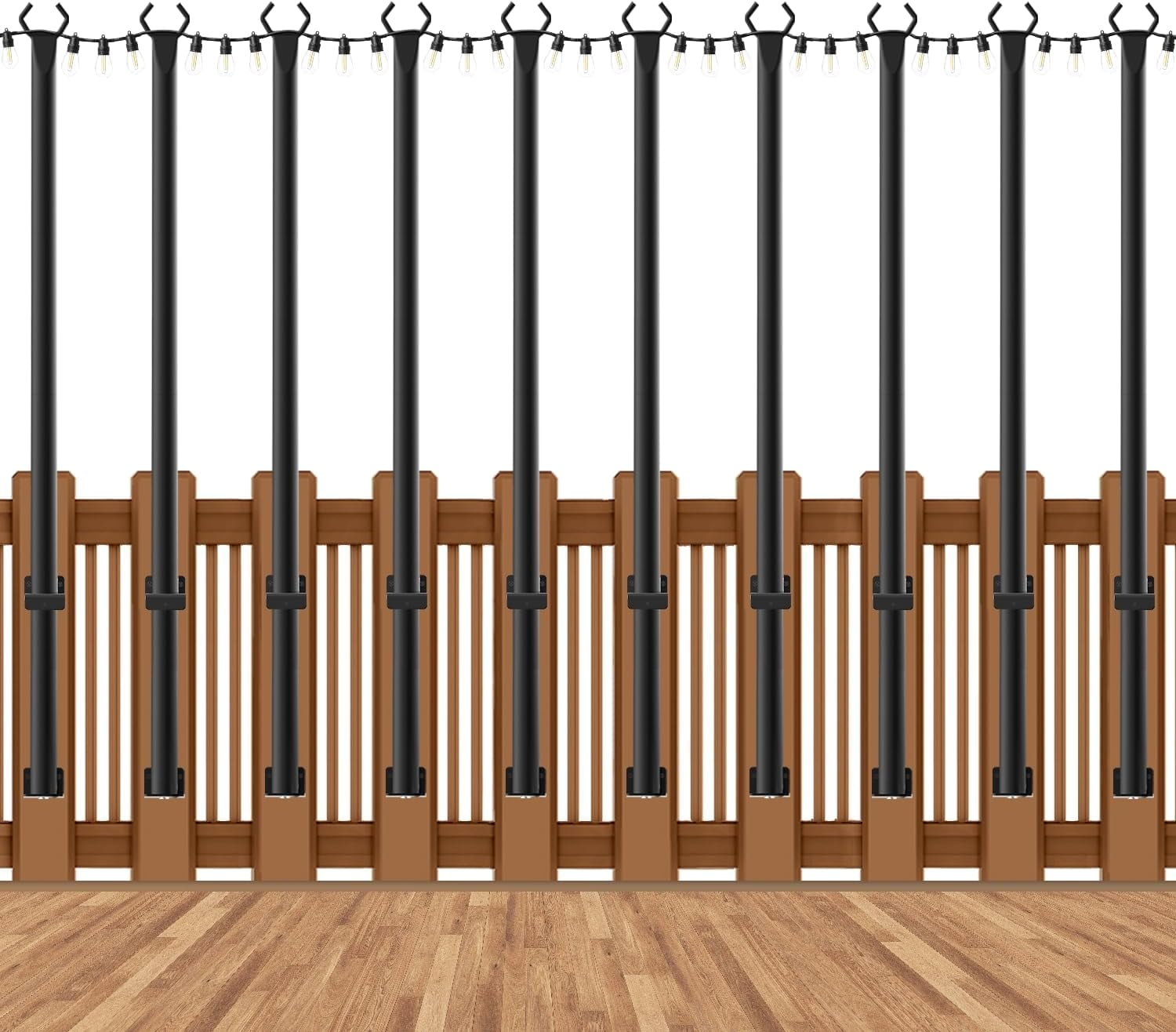 6 Pack String Light Poles, Outdoor String Light Pole 10 ft Forked Metal ...