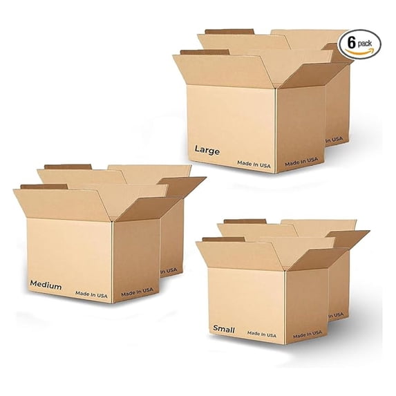 6 Pack Sturdy Cardboard Moving Boxes 15x11.5x22 – Durable Shipping ...