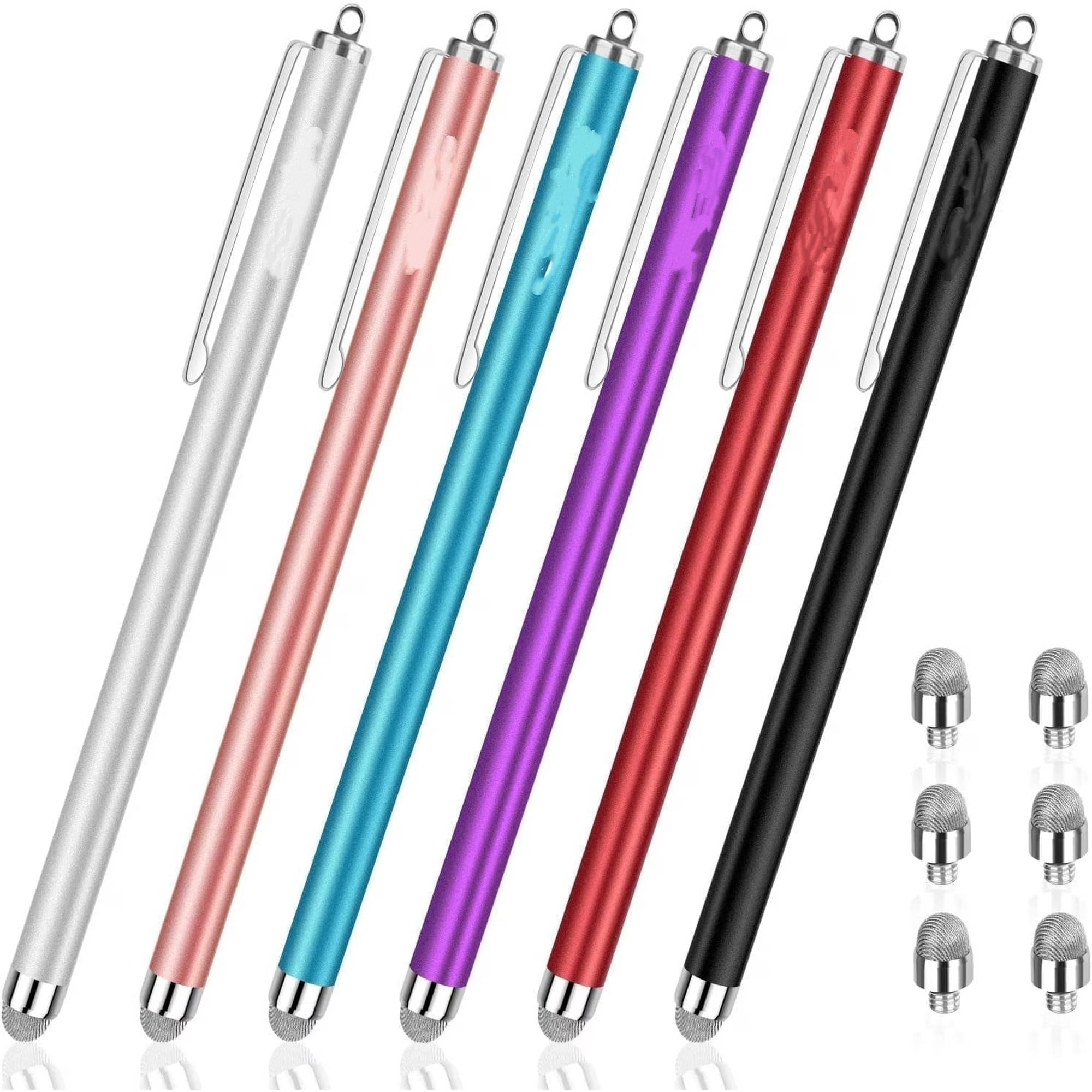 6-Pack Stylus Pens for Touch Screens with Fiber Tips & 6 Extra Tips ...