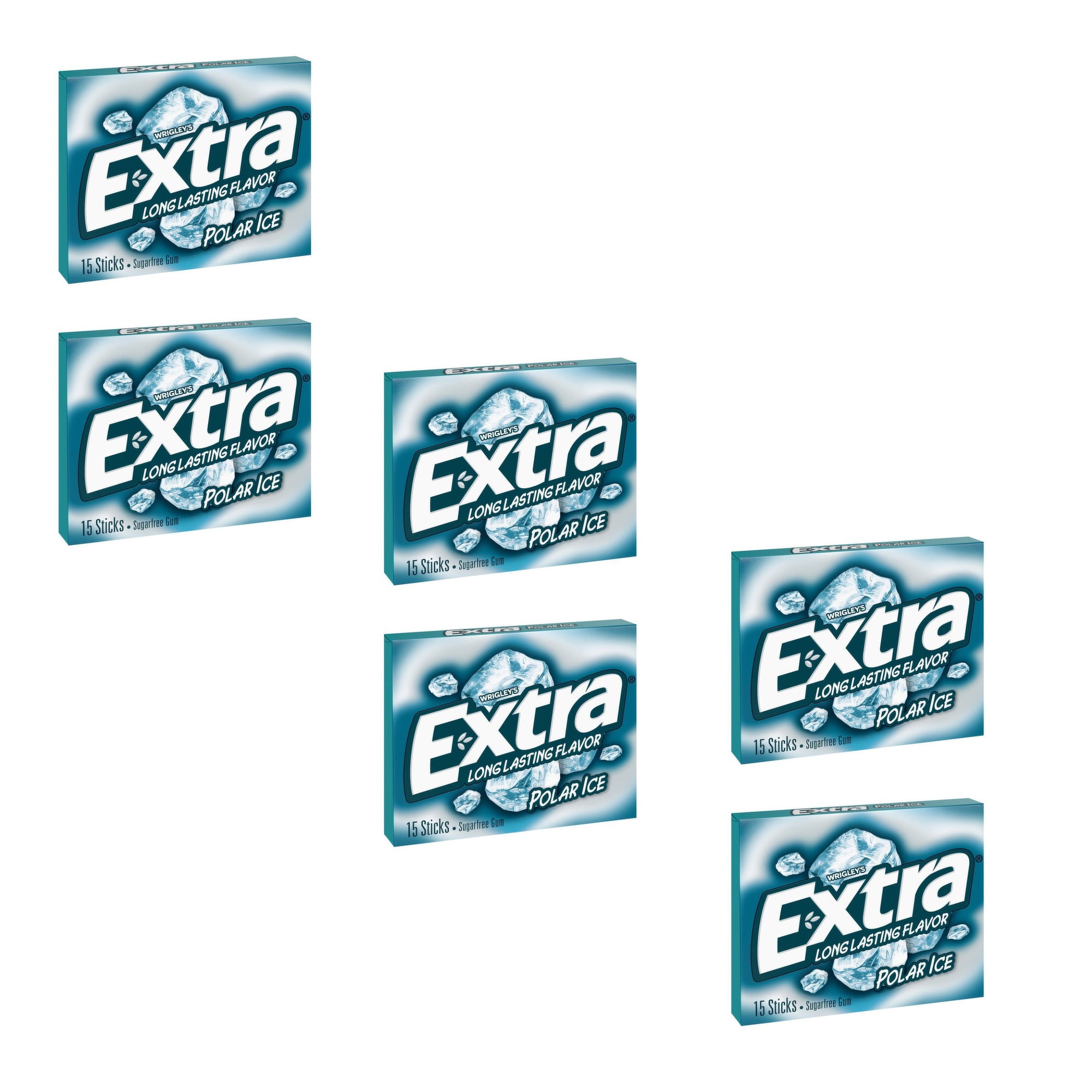 6 Pack Sugar-Free Chewing Gum | Multipack Polar Ice Flavoured Gum - 15 ...