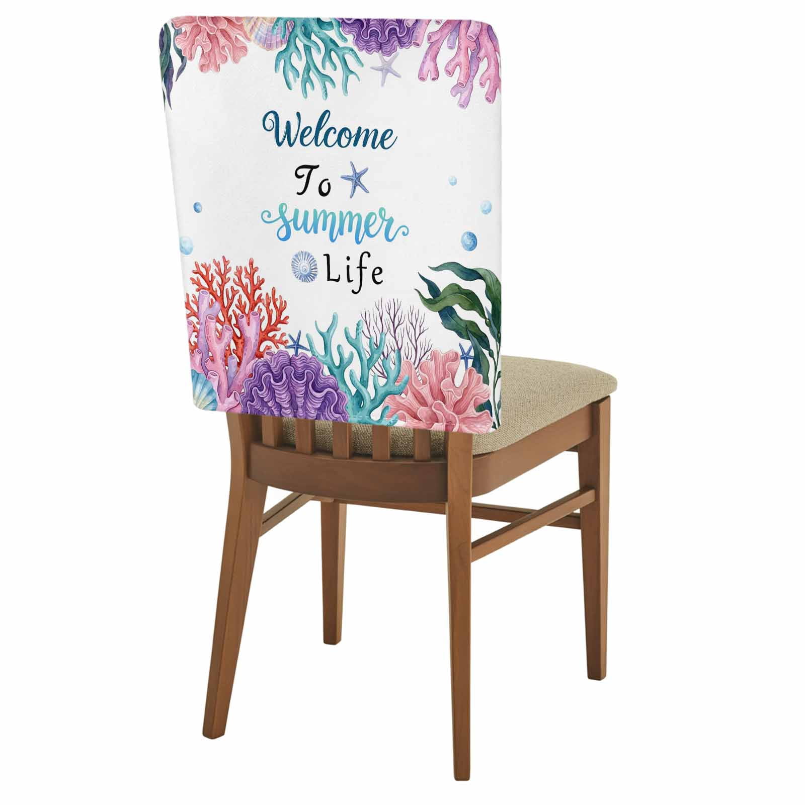 6 Pack Summer Ocean Chair Back Covers Welcome to Life Color Coral Shell ...