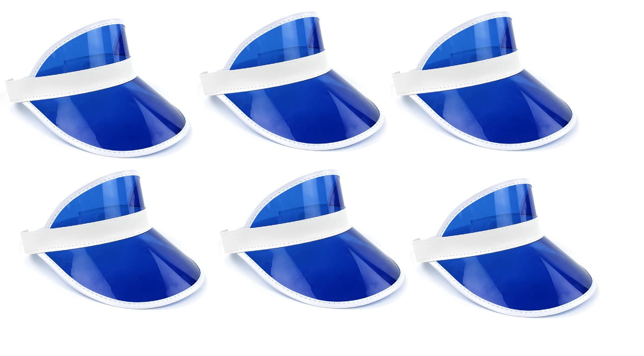 6 Pack Sun Visor Hats Women Men Clear Colorful Plastic Party Hat ...