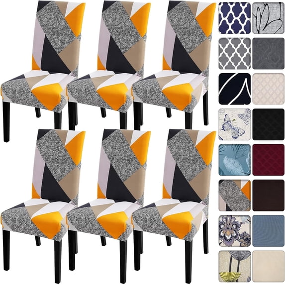 6 Pack Super Fit Stretch Removable Washable Short Dining Chair Covers ...