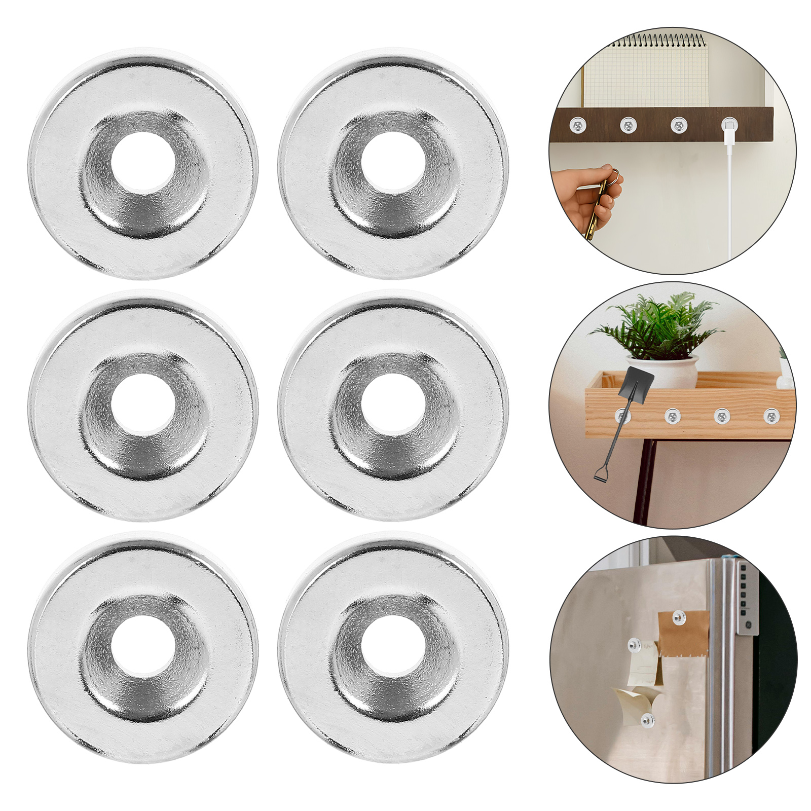NUOLUX DIY Projects Ring Magnet Metal Silver 6Pcs 0.8X0.2X0.2In ...
