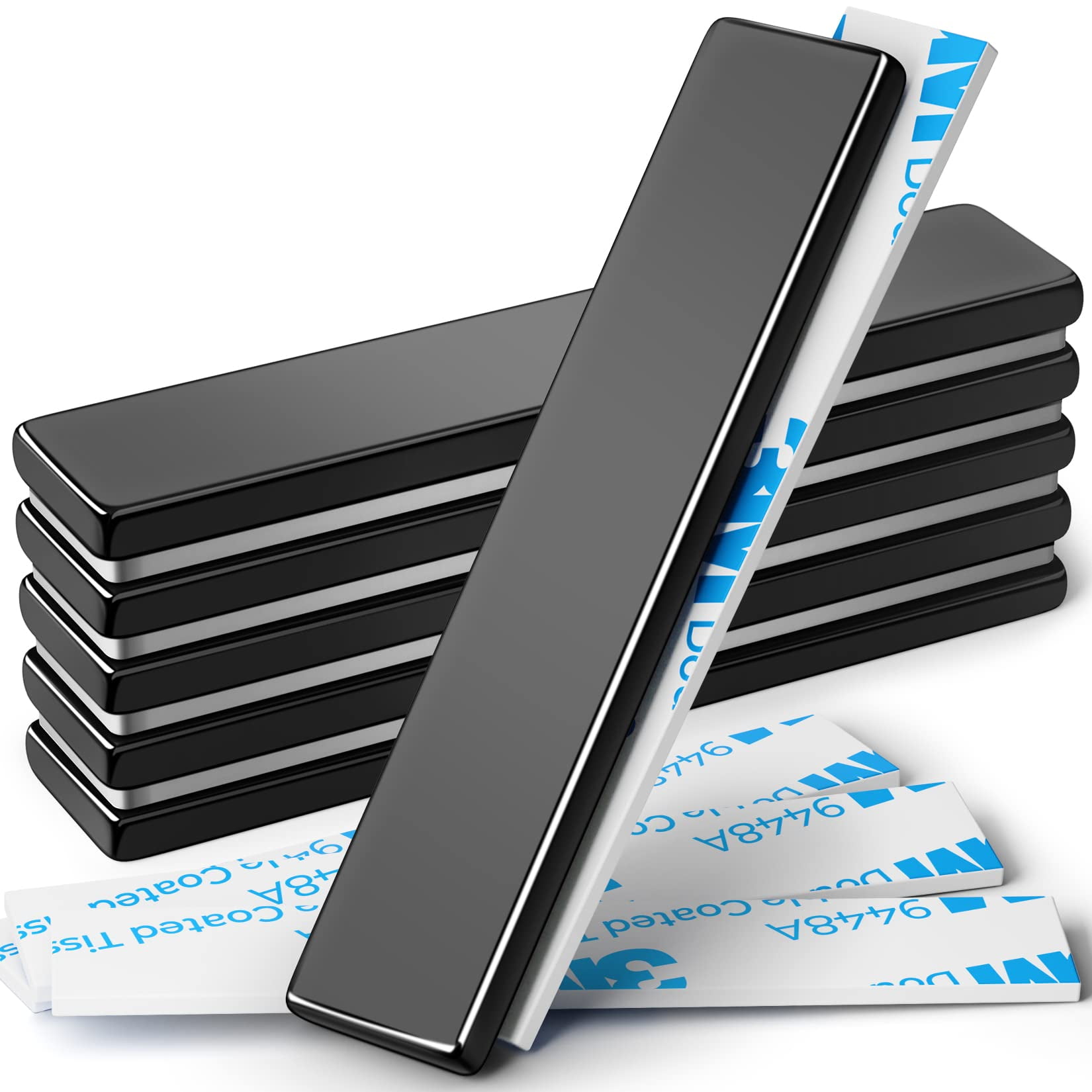 FINDMAG 6 Pack Neodymium Bar Magnets, 60x10x3mm, Double-Sided Adhesive ...