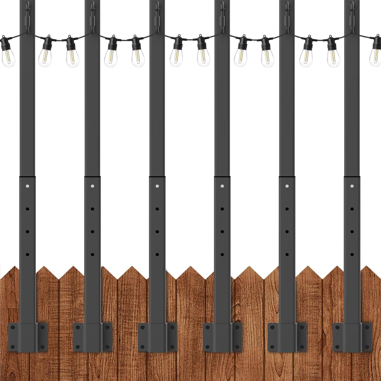 6 Pack Suspension Outdoor String Light Poles for Outside String Lights ...