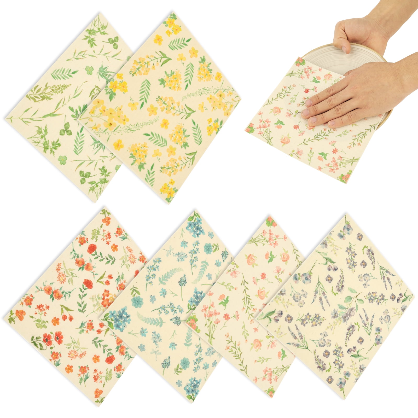 6 Pack Swedish Dishcloth Mixed Color Reusable Cleaning Cloth Assortment ...