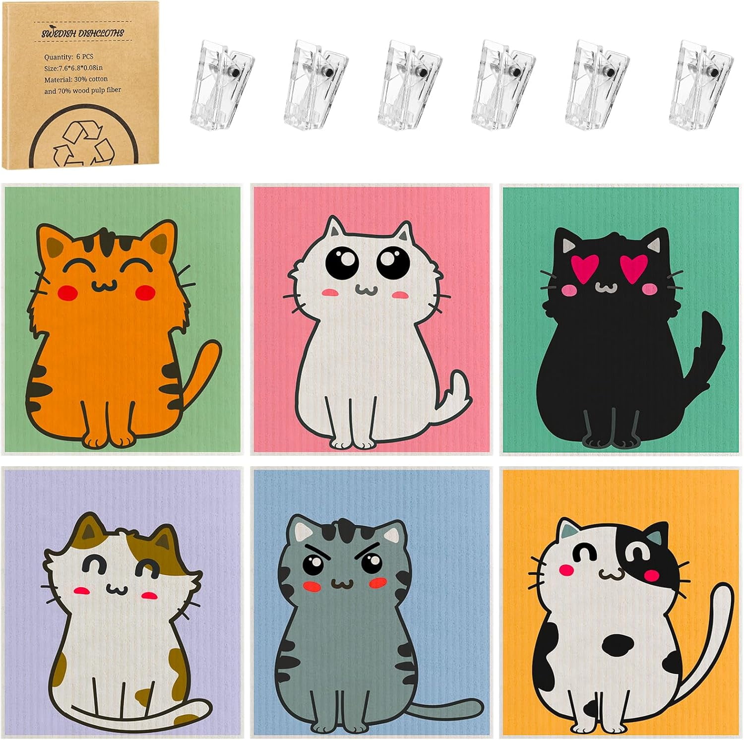 6 Pack Swedish Dishcloths for Kitchen,Swedish Rags Dish Towels with ...