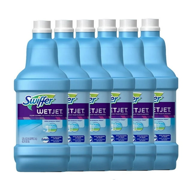 6 Pack | Swiffer WetJet Multi-Purpose Open Window Fresh Scent Floor Cleaner Solution 42.2 oz ...