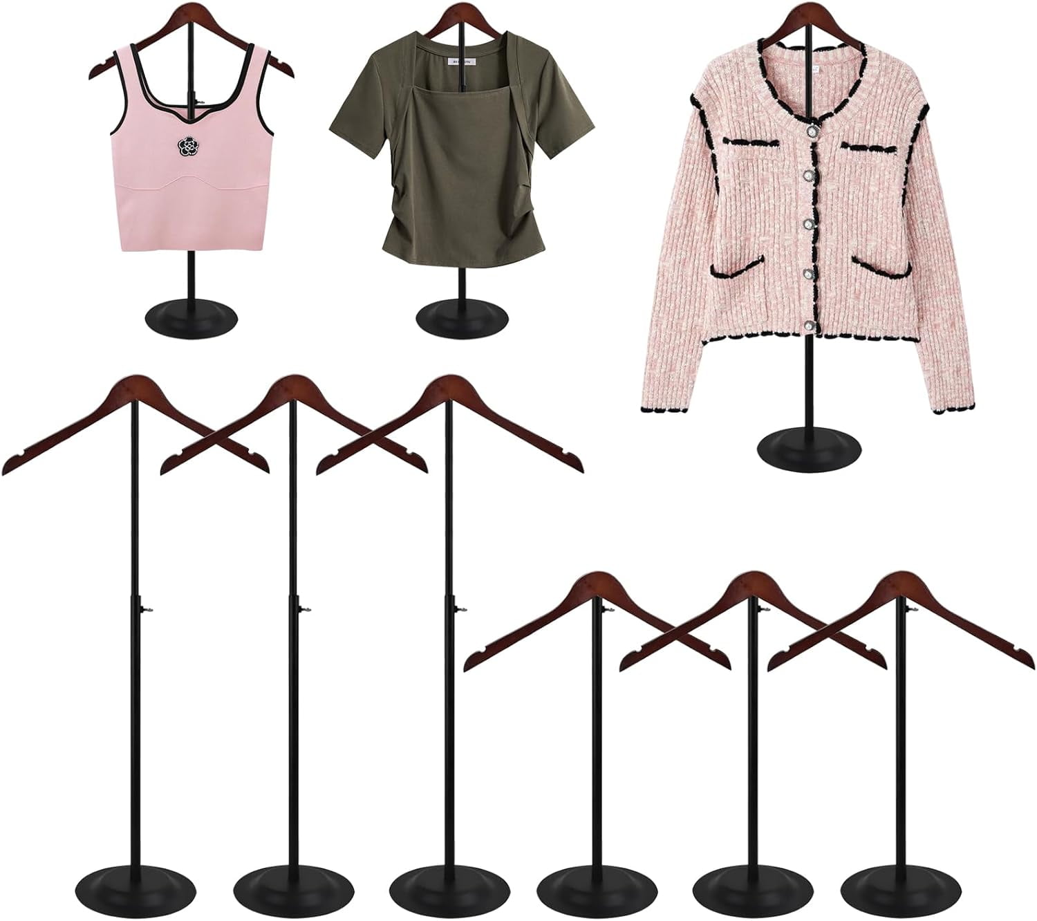 6 Pack T Shirt Display stand for Vendors, Adjustable T shirt Shoulder ...