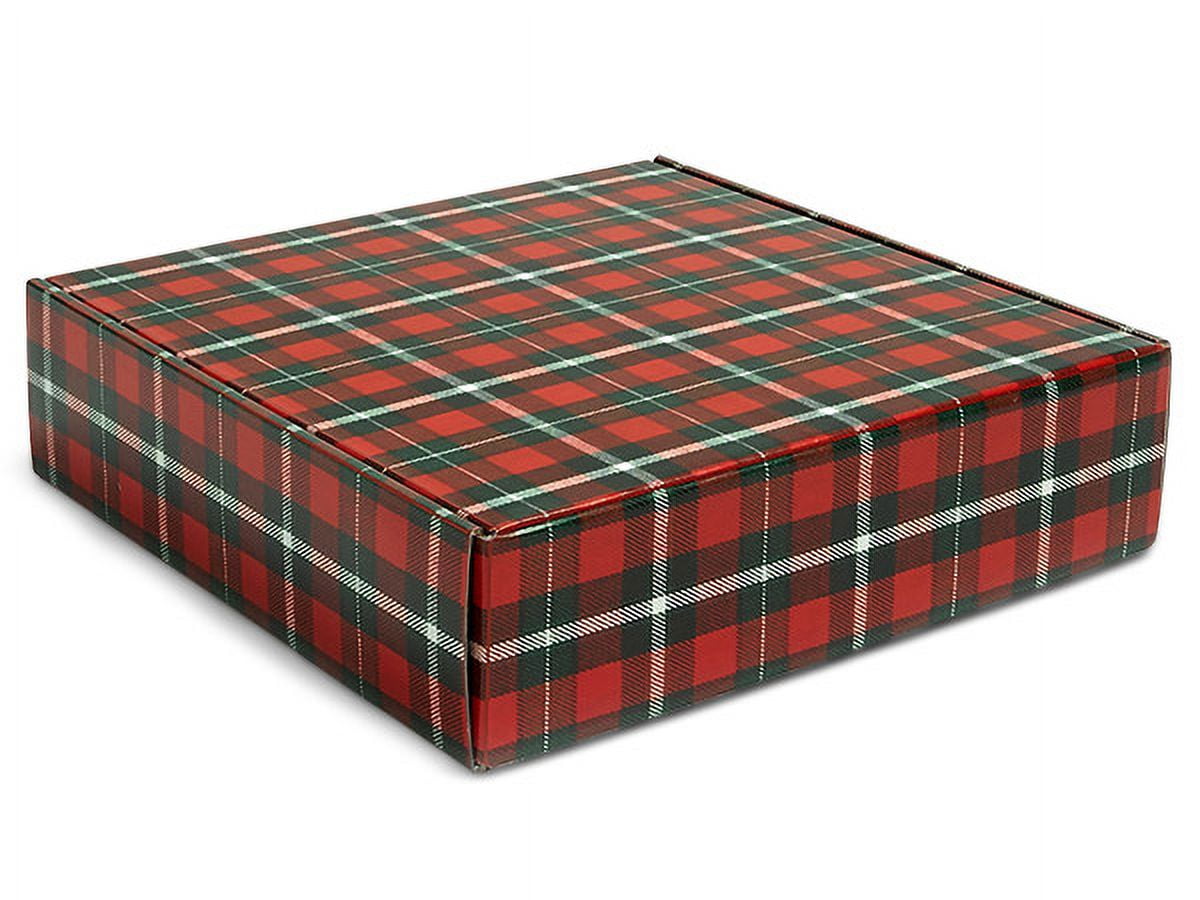 6 Pack, Tartan Plaid Gourmet Shipping Box 12X12X3" for Christmas Gift ...