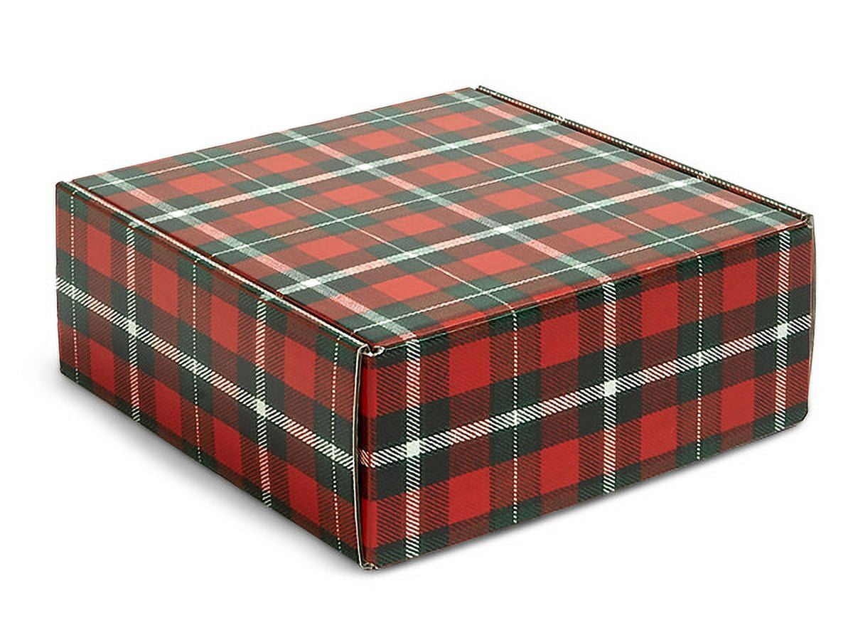 6 Pack, Tartan Plaid Gourmet Shipping Box 8X8X3" for Christmas Gift ...