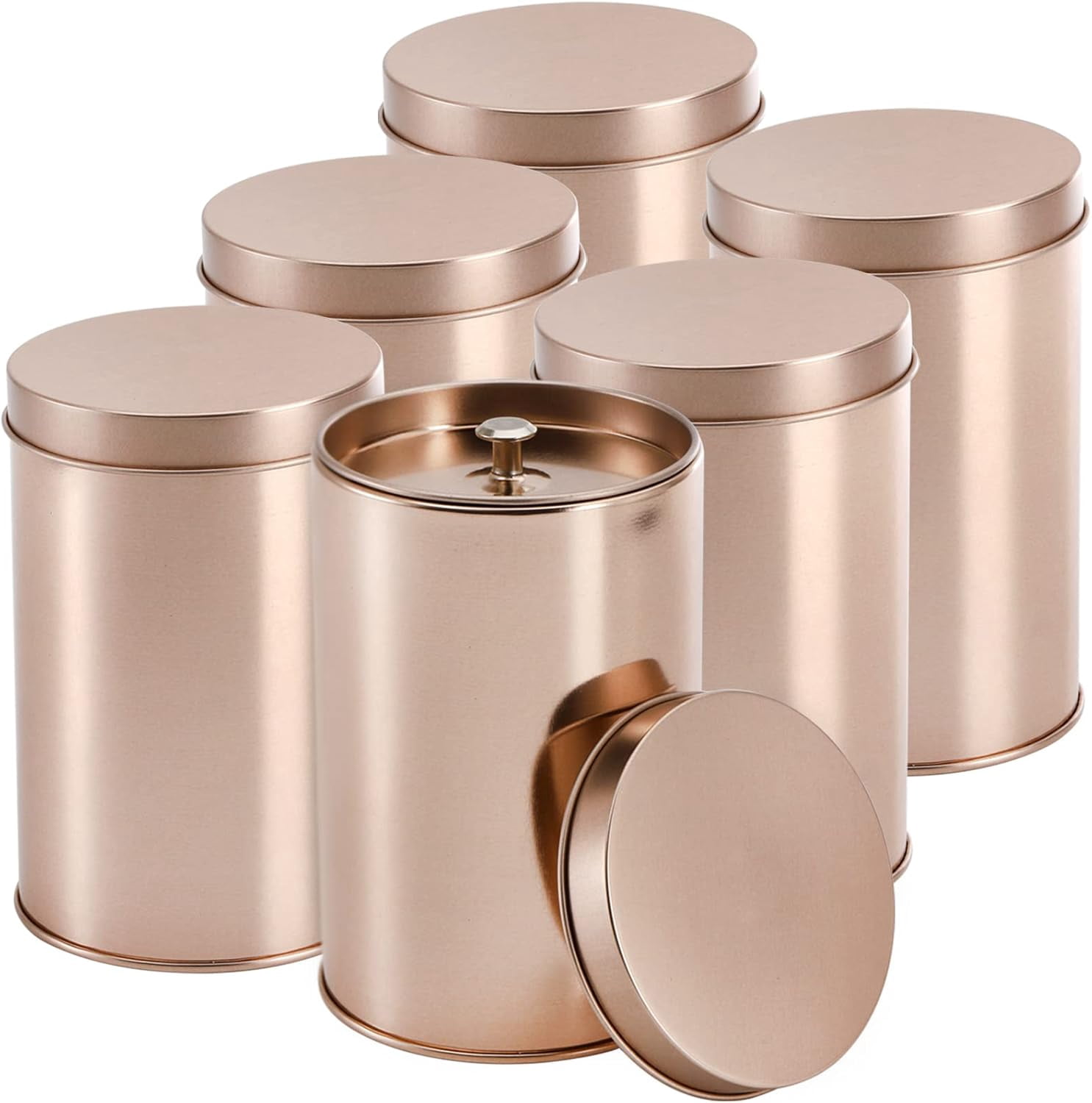 6 Pack Tea Tin Canister with Airtight Double Lids, 12 Fluid Oz Tin Can ...