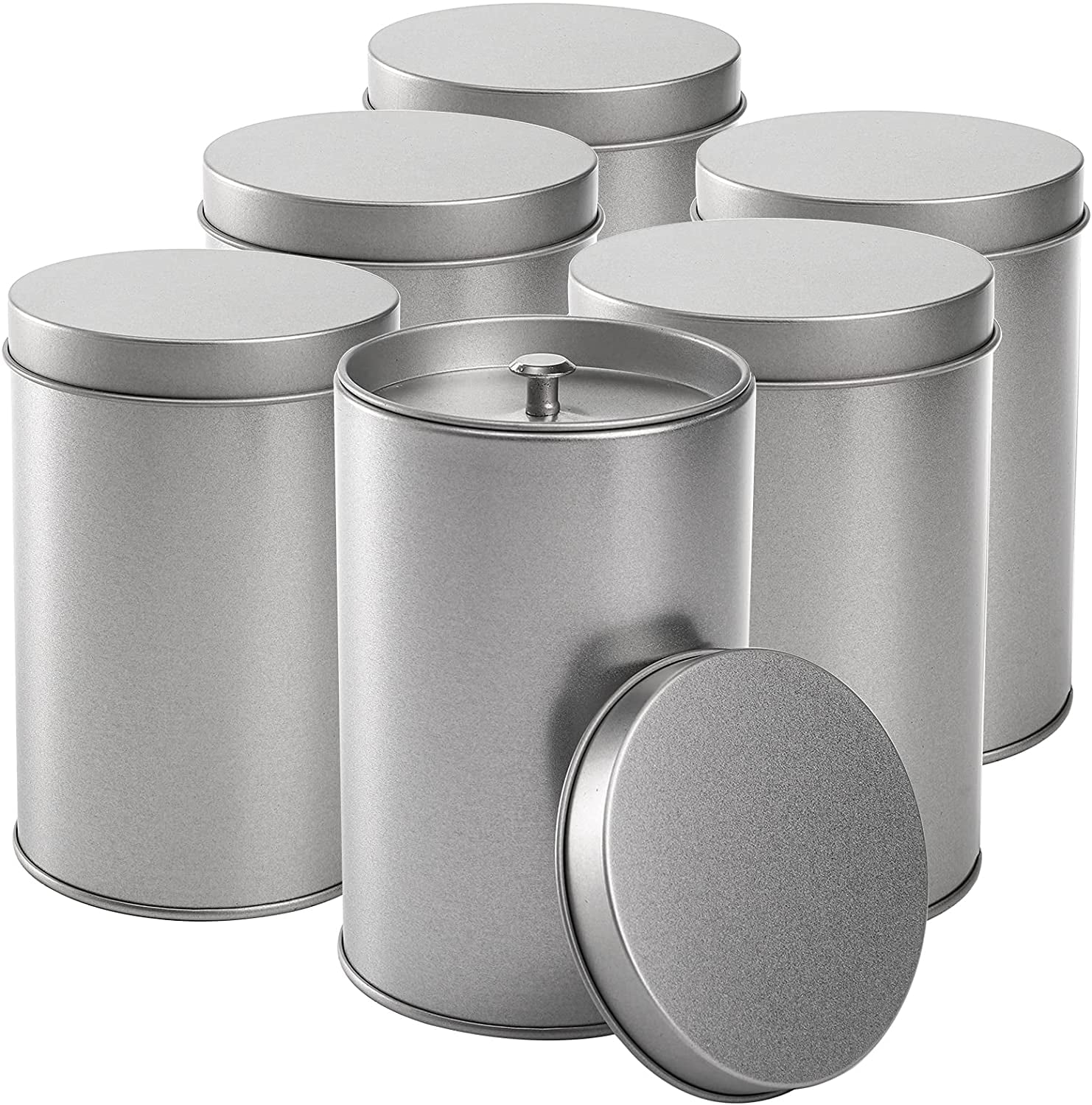 6 Pack Tea Tin Canister with Airtight Double Lids, 12 Fluid Oz Tin Can ...
