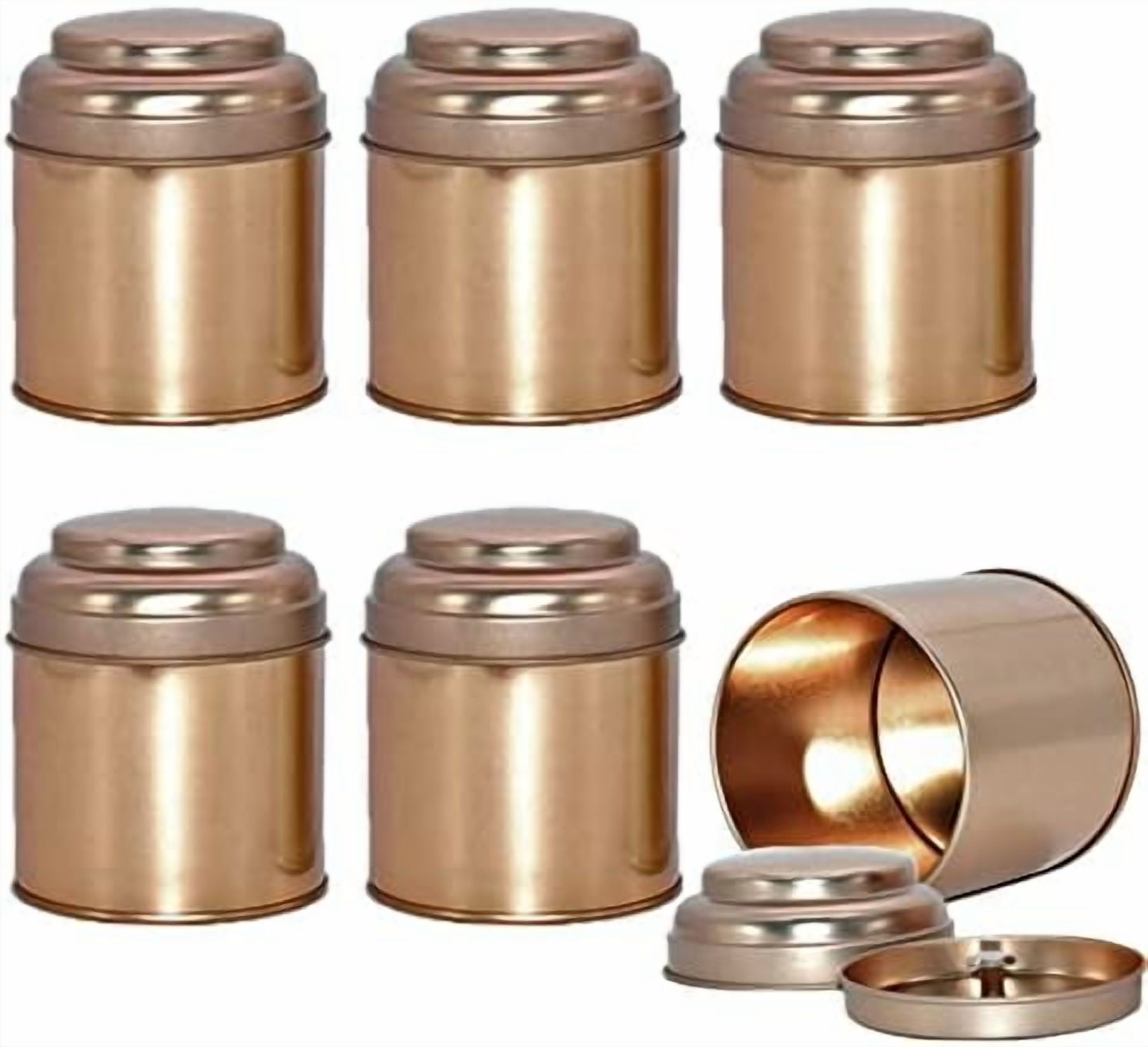 6 Pack Tea Tin Canister with Airtight Double Lids for Loose Tea, Mini ...