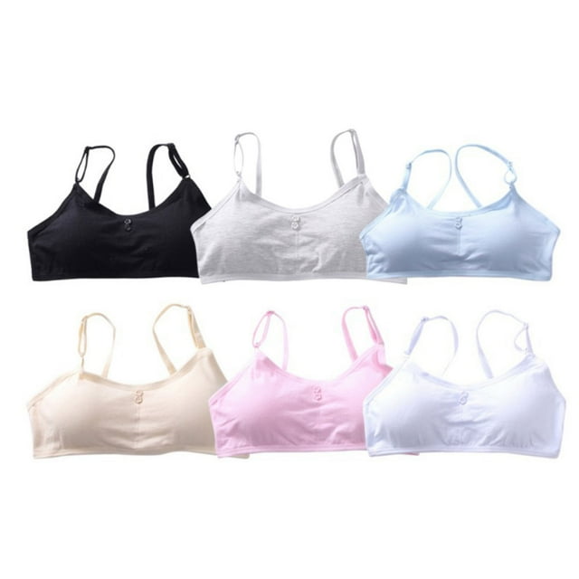 6 Pack Teens Girls Padded Training Bra Kids Cotton Breathable Crop Cami ...
