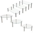 6 Pack Tempered Glass Cake Stands Set: 9", 11", 13" Round & Rectangular ...