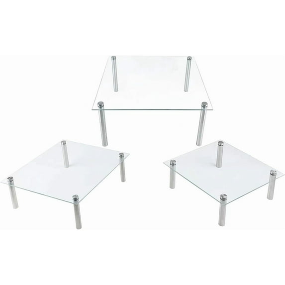 6 Pack Tempered Glass Cake Stands Set: 9", 11", 13" Round & Rectangular ...