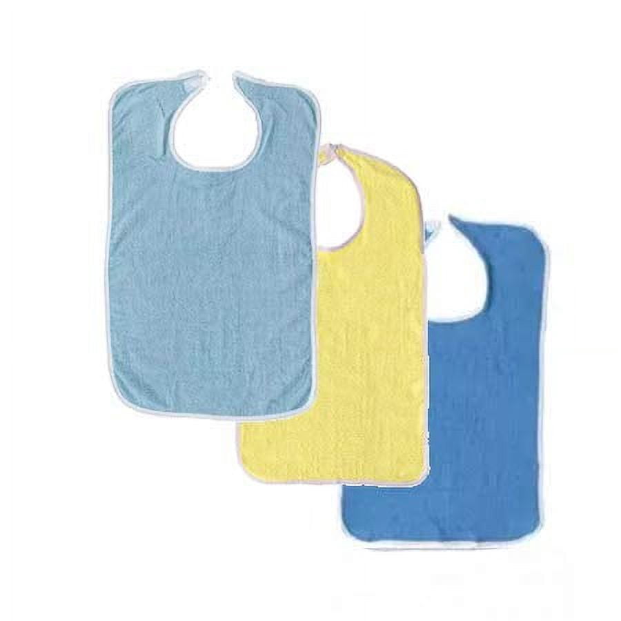 6 Pack Terry Adult Bib with Hook and Loop Fastener (Blue, Yellow, Royal ...