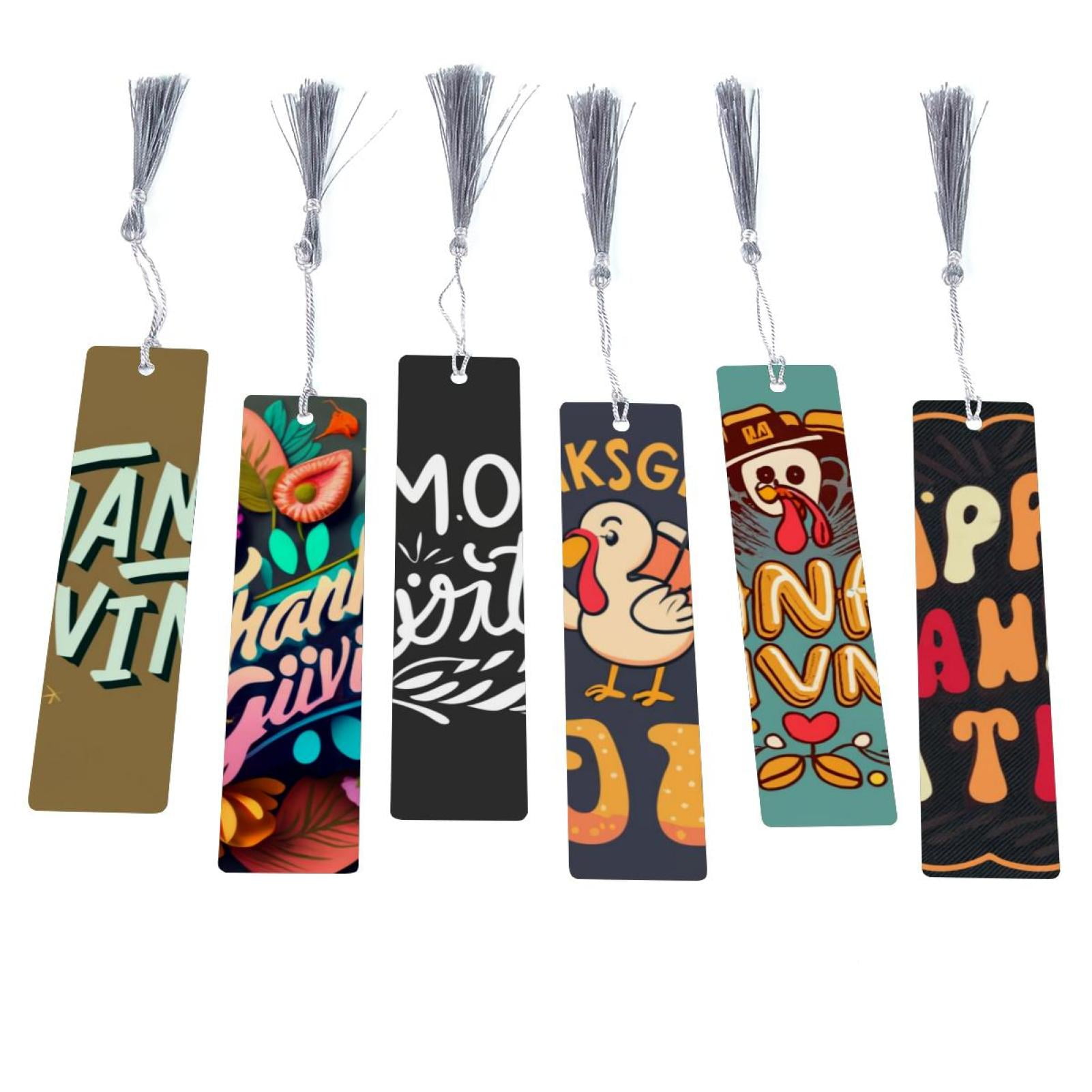 6 Pack Thanksgiving Day Bookmarks with Tassels for Kids School Supplies ...