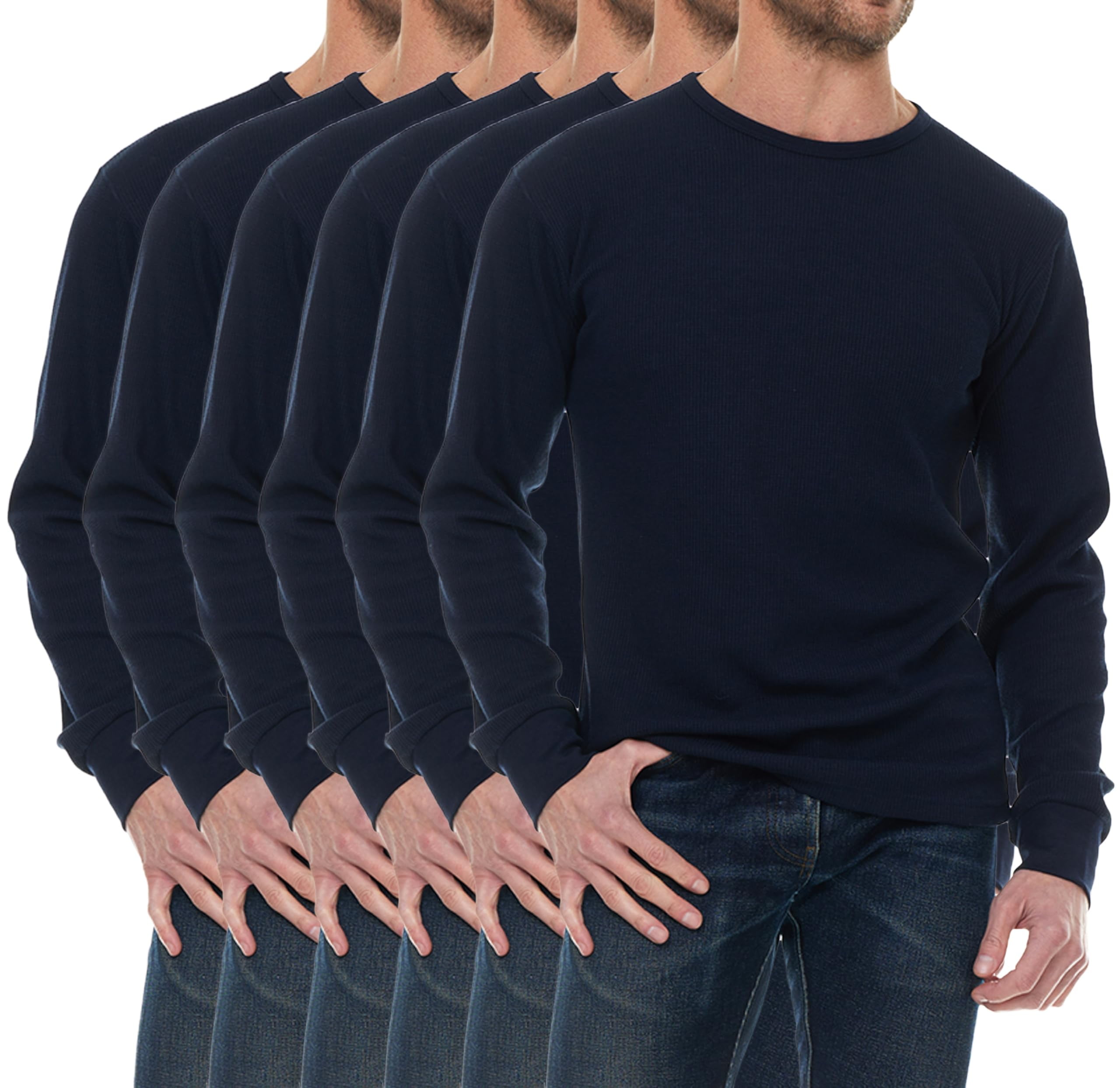 6 Pack Thermal Shirts for Men, Base Layer Tops Navy Blue Bulk Wholesale ...