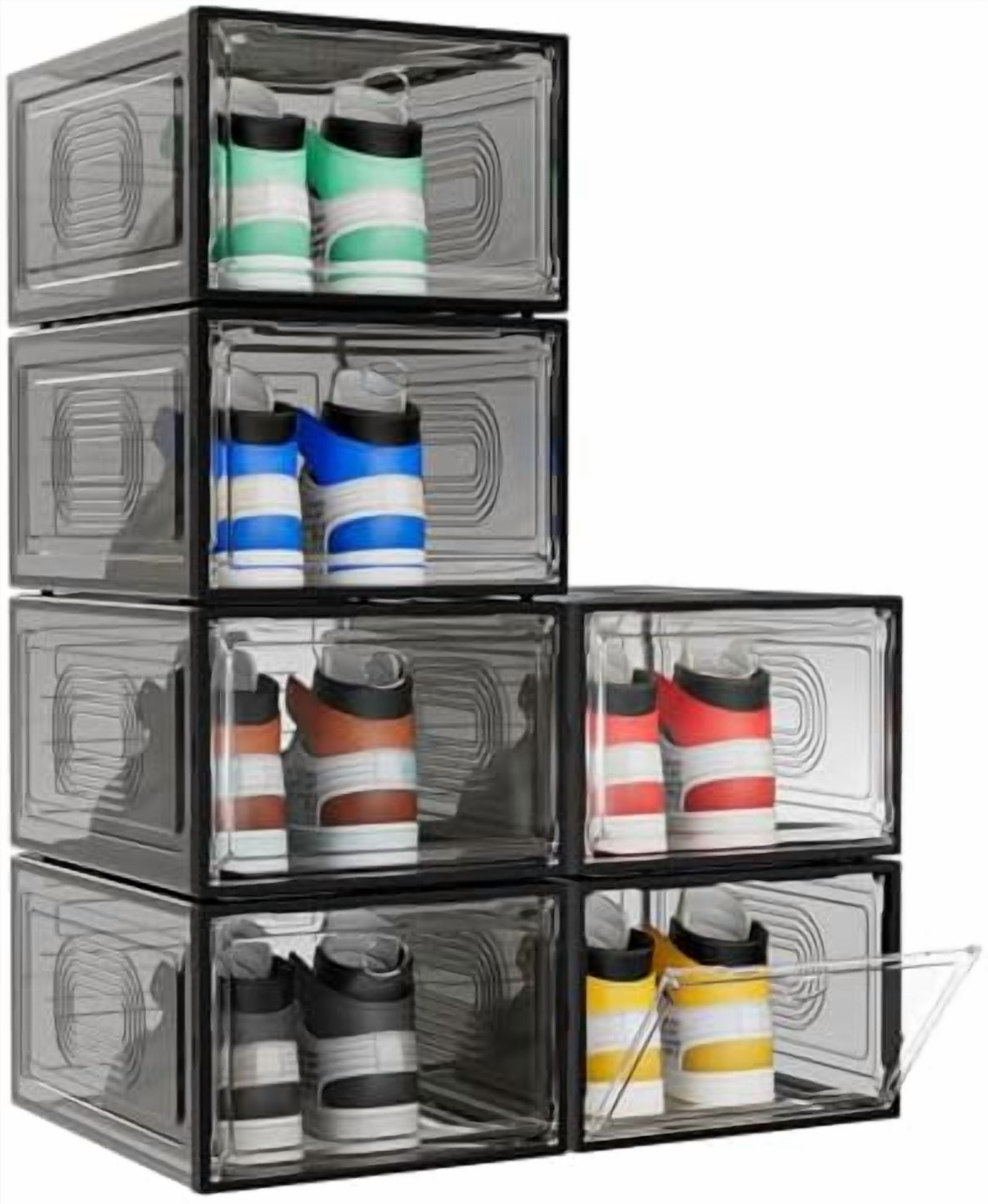 6 Pack Thicken Shoe Organizer Stackable,Upgraded Sturdy Shoe Storage ...
