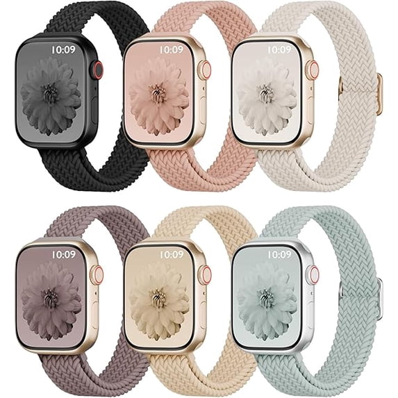 6 Pack Thin Stretchy Braided Compatible with Apple Watch Band 38mm 40mm ...