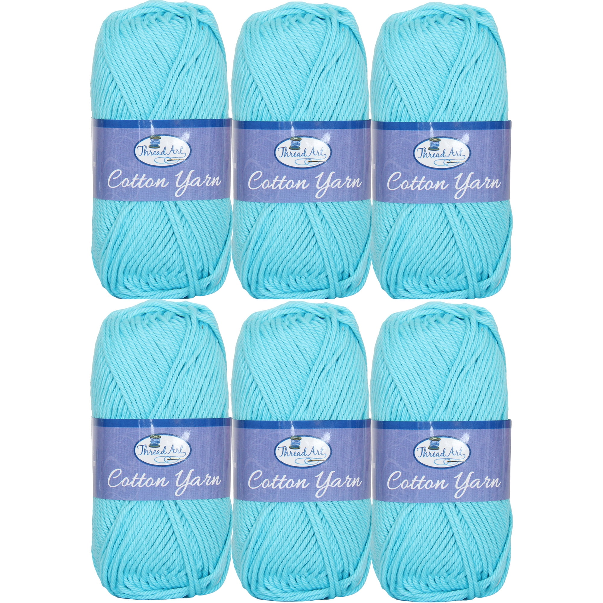 6 Pack Threadart 100% Pure Cotton Crochet Yarn | 50 gram Skeins ...