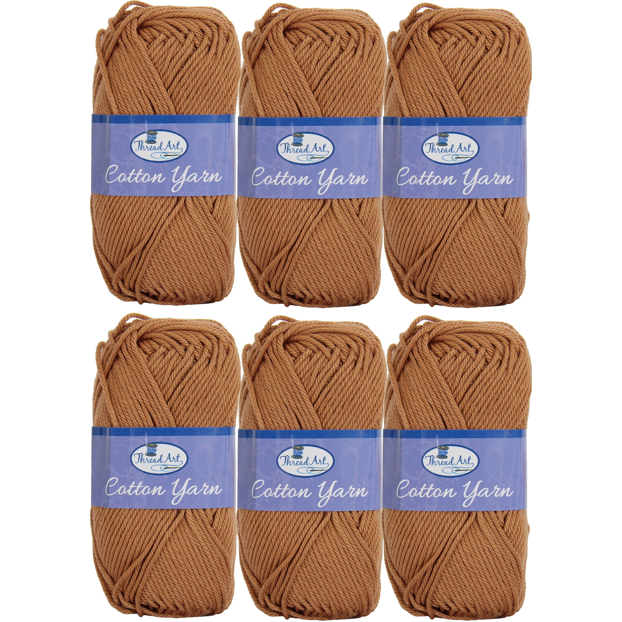 Threadart Crochet Yarn, 100% Cotton, Worsted Medium #4, 50g Skeins, 85 ...