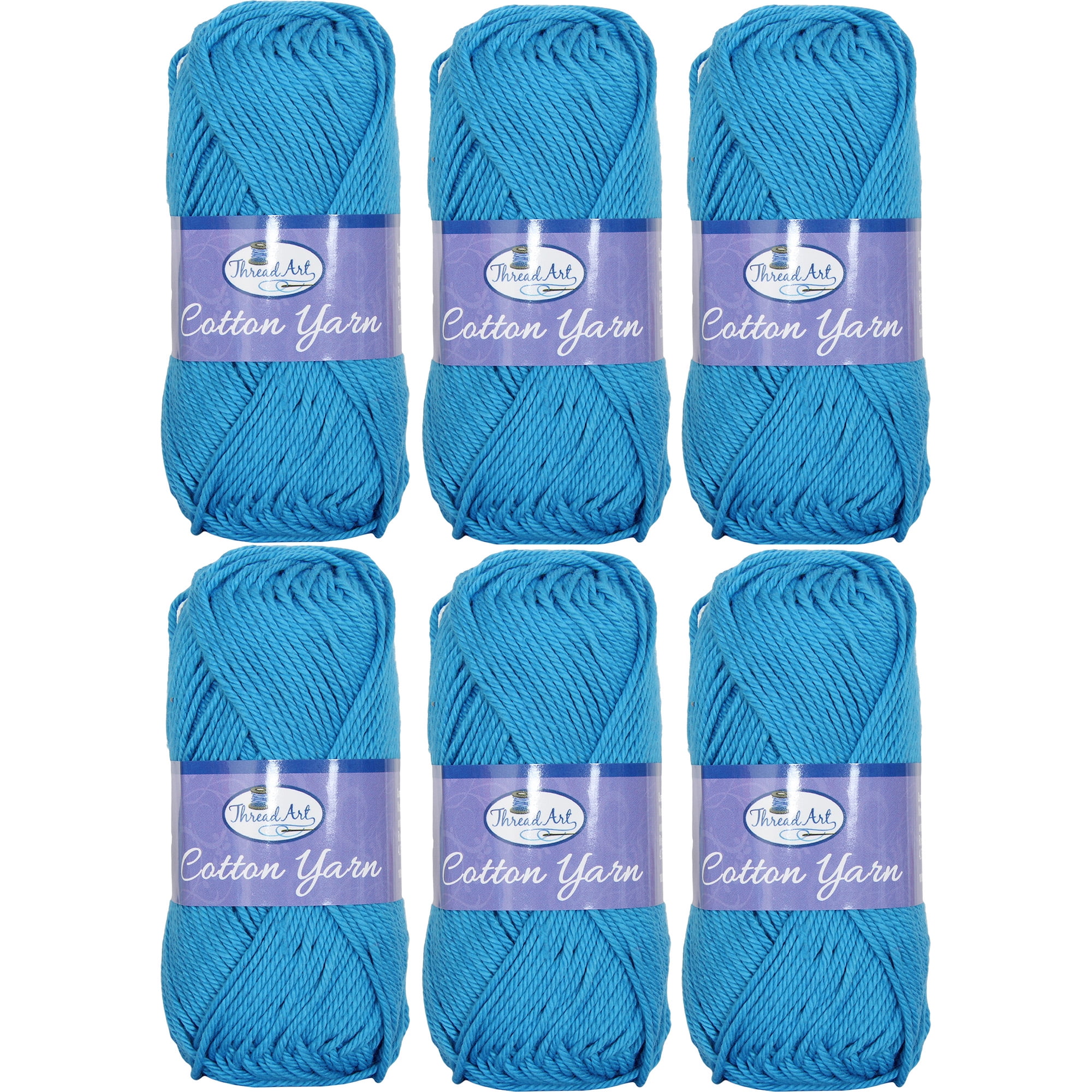 6 Pack Threadart 100% Pure Cotton Crochet Yarn | 50 gram Skeins ...