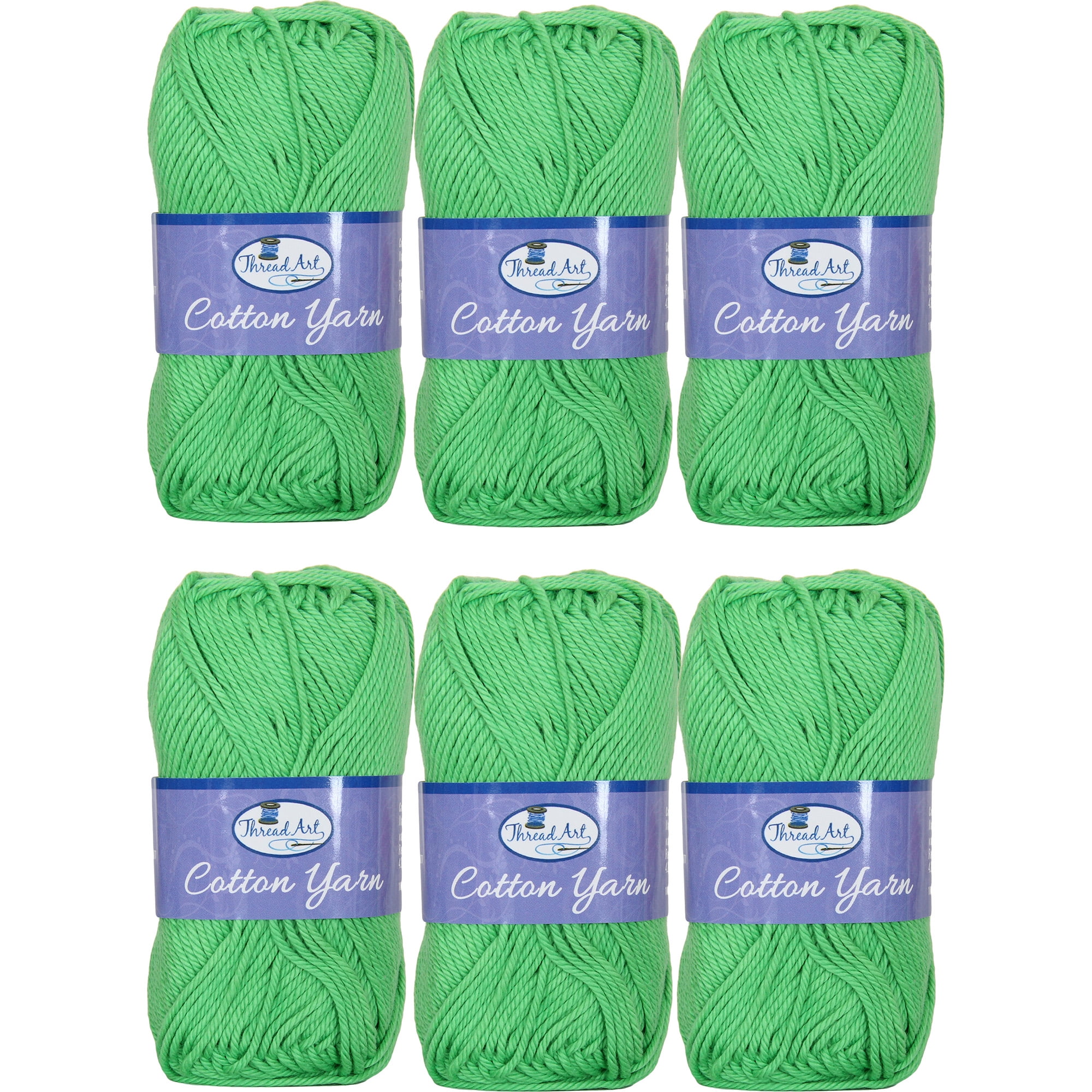 6 Pack Threadart 100% Pure Cotton Crochet Yarn | 50 gram Skeins ...