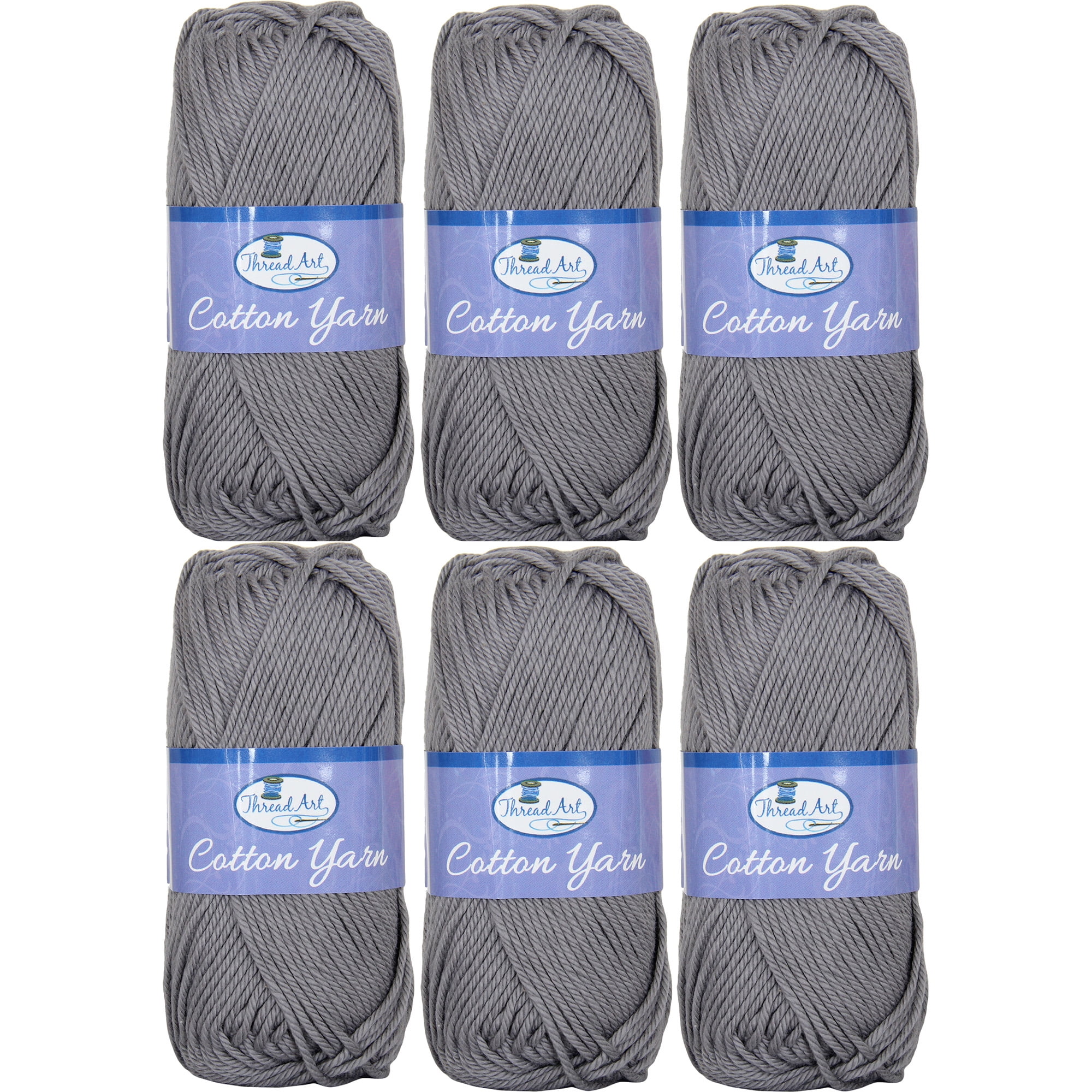 Threadart Crochet Yarn, 100% Cotton, Worsted Medium #4, 50g Skeins, 85 ...
