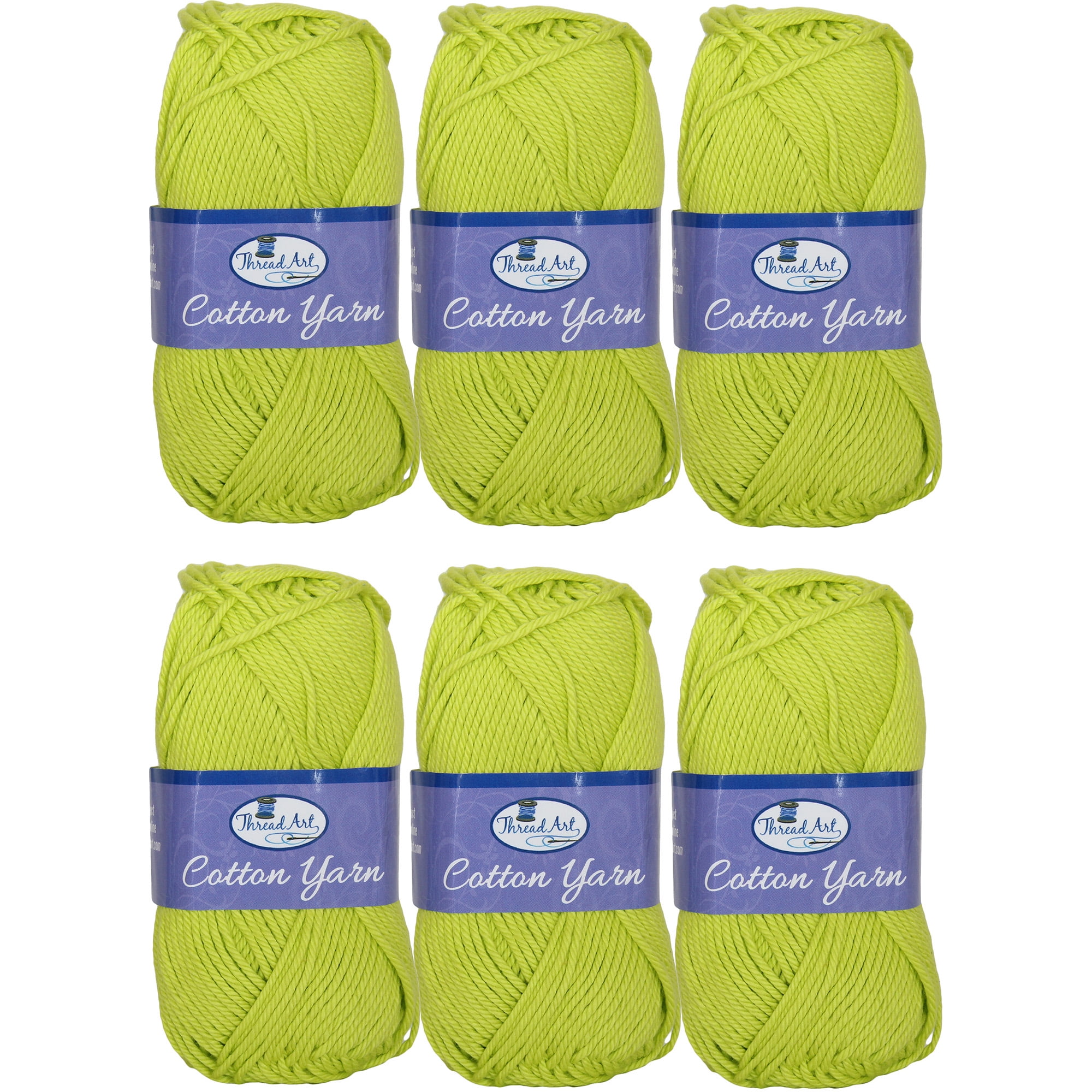 6 Pack Threadart 100% Pure Cotton Crochet Yarn | 50 gram Skeins ...