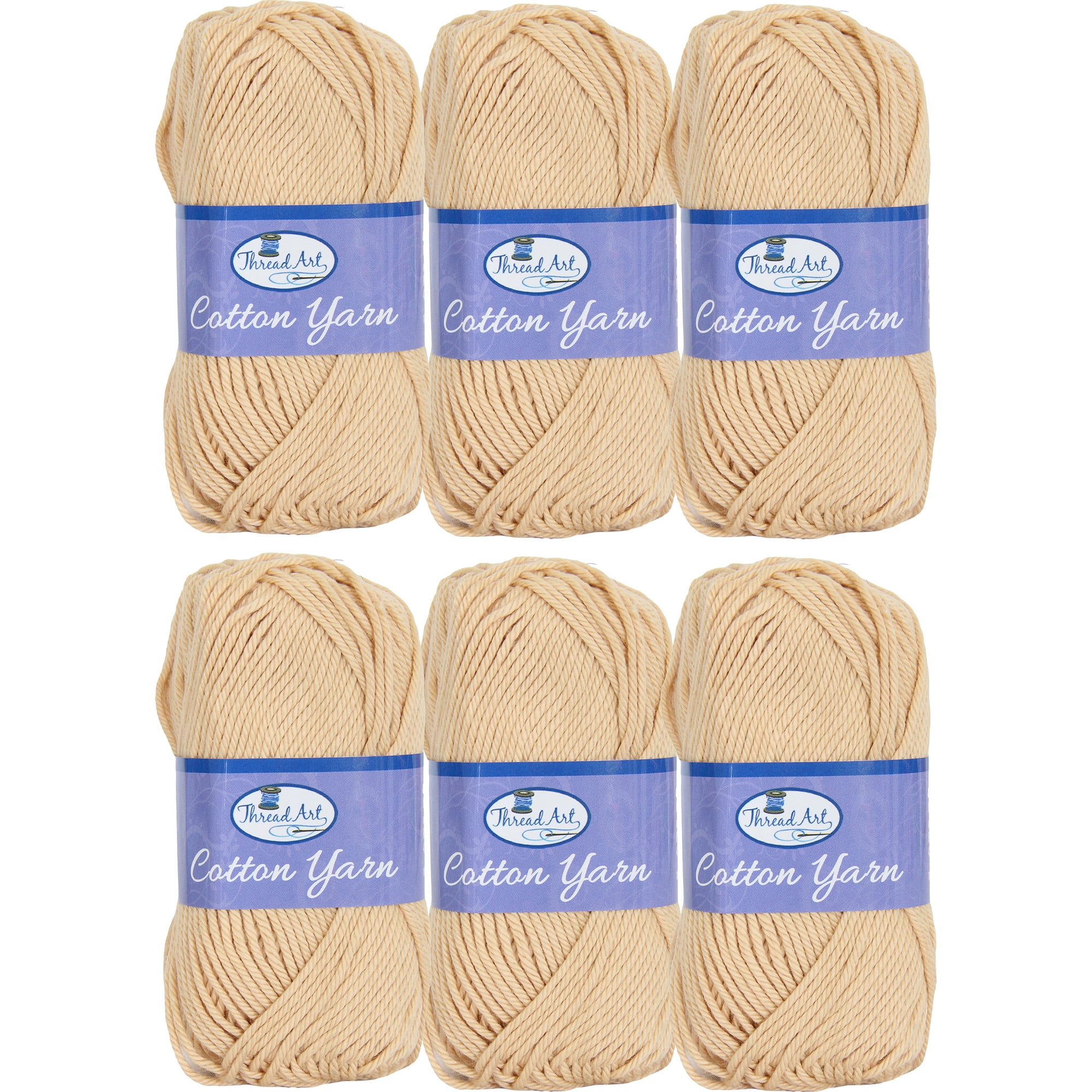 6 Pack Threadart 100% Pure Cotton Crochet Yarn | 50 gram Skeins ...