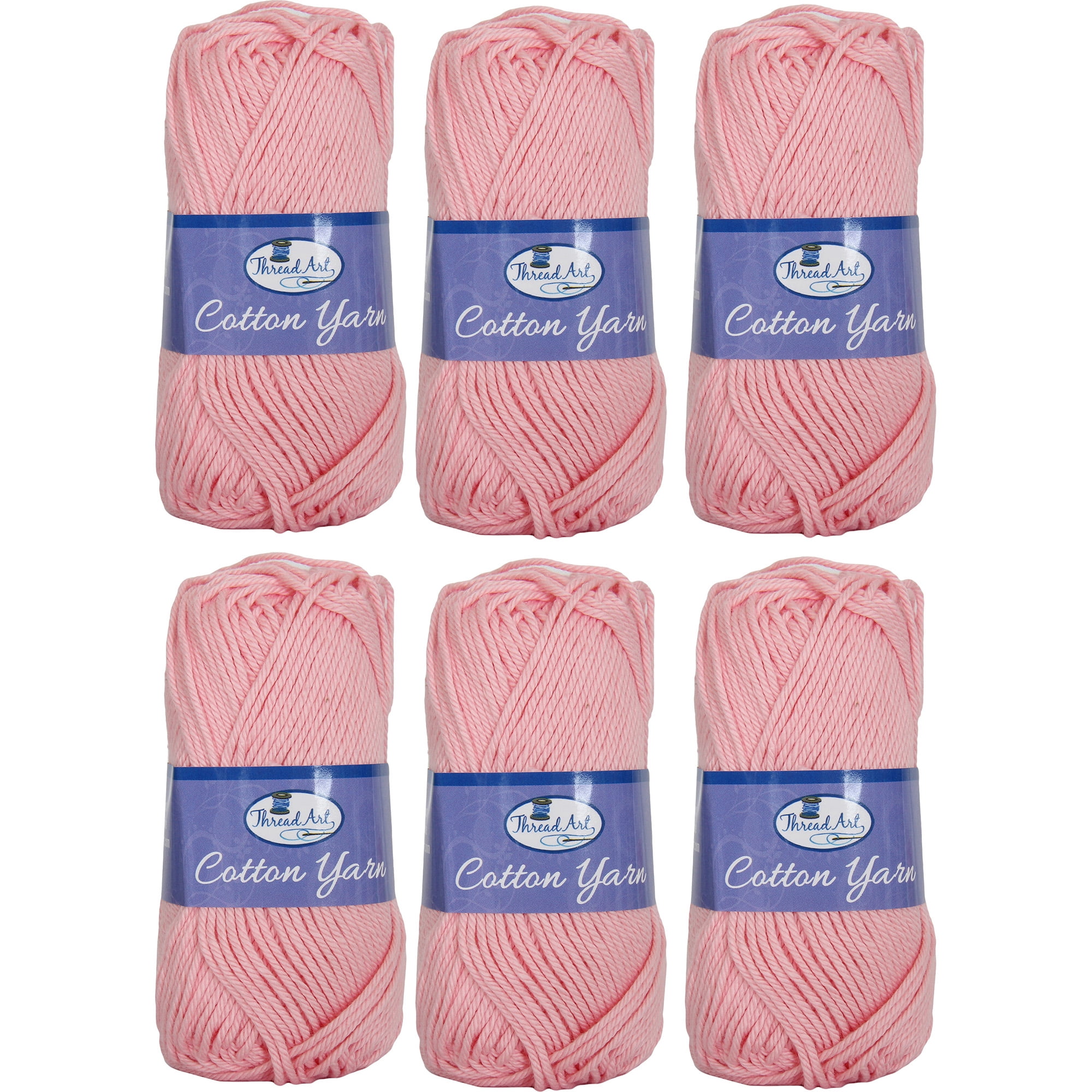 6 Pack Threadart 100% Pure Cotton Crochet Yarn | 50 gram Skeins ...